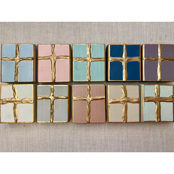4x4 Gold Cross Block, Assorted Colors - Memory Lane Monograms