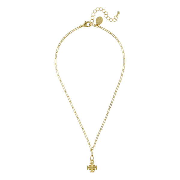 Jerusalem Cross Paperclip Necklace - Memory Lane Monograms