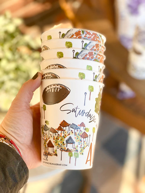 Austin, TX Reusable Party Cups - Set of 4 - Memory Lane Monograms