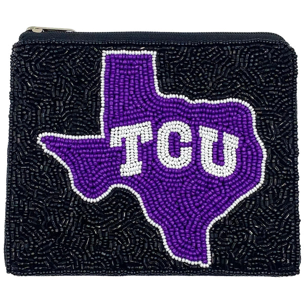 TCU Beaded Coin Pouch - Memory Lane Monograms