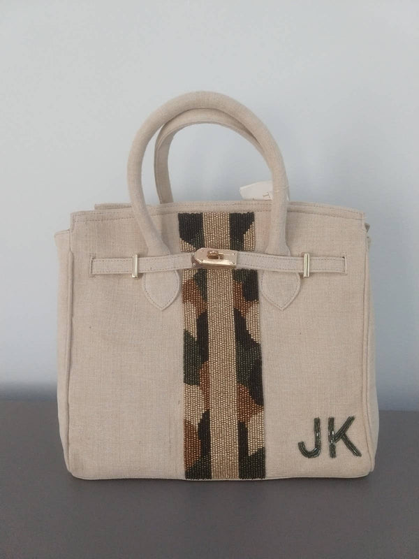 Jute tote - Camo Stripe - Memory Lane Monograms